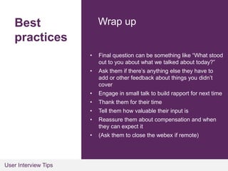 Tips for moderating one-on-one user interviews | PPT