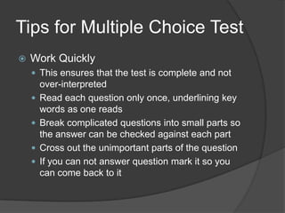 Tips for multiple choice tests | PPTX