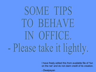 Tips for office. | PPT