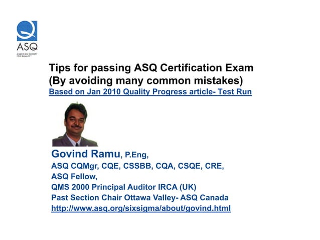 Tips For Passing Asq Certification Exam Asq | PDF