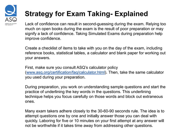 Tips For Passing Asq Certification Exam Asq | PDF