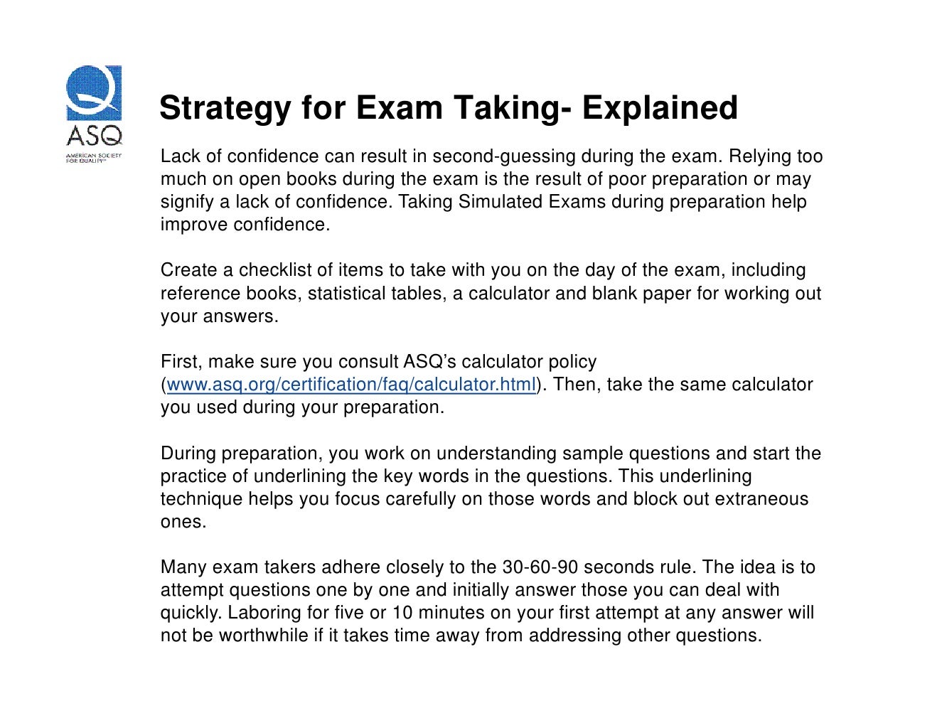 Tips For Passing Asq Certification Exam Asq