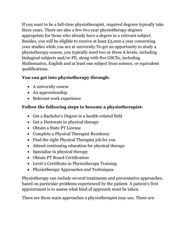 Tips for physiotherapist how to become a physiotherapist | PDF