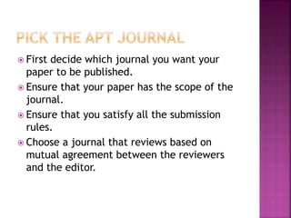 Tips for publishing your first journal paper | PPT