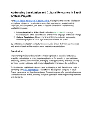 Tips for React Native Code Architecture in Saudi Arabian Apps | PDF