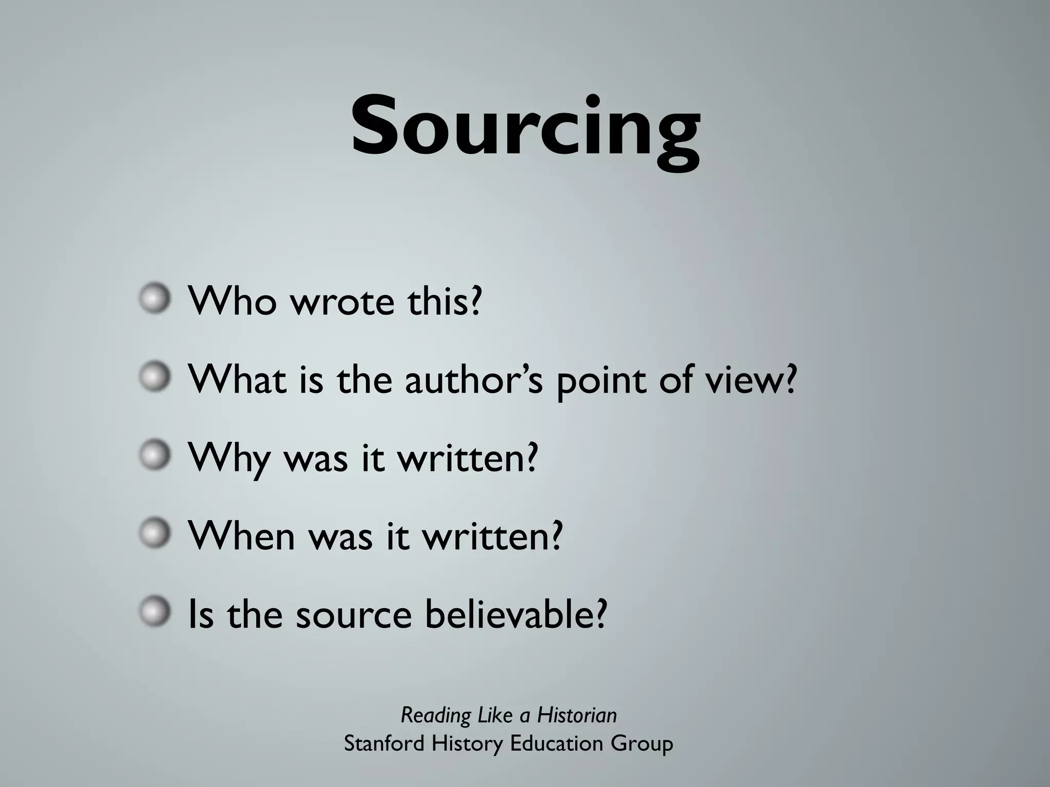 Tips for reading like a historian | PPT