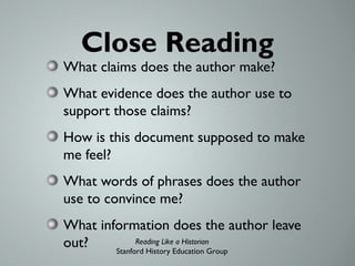 Tips for reading like a historian | PPT