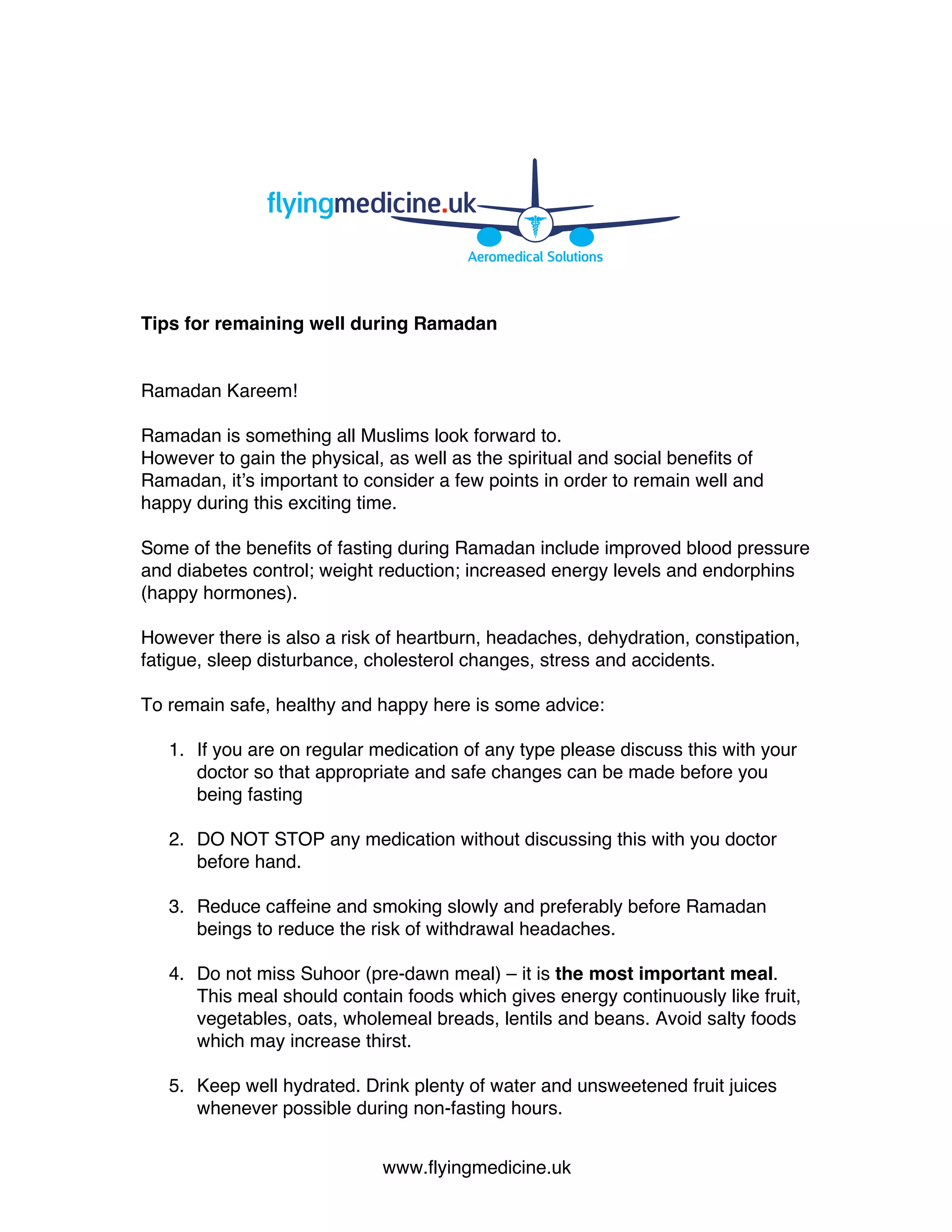 Tips for remaining well during Ramadan | PDF