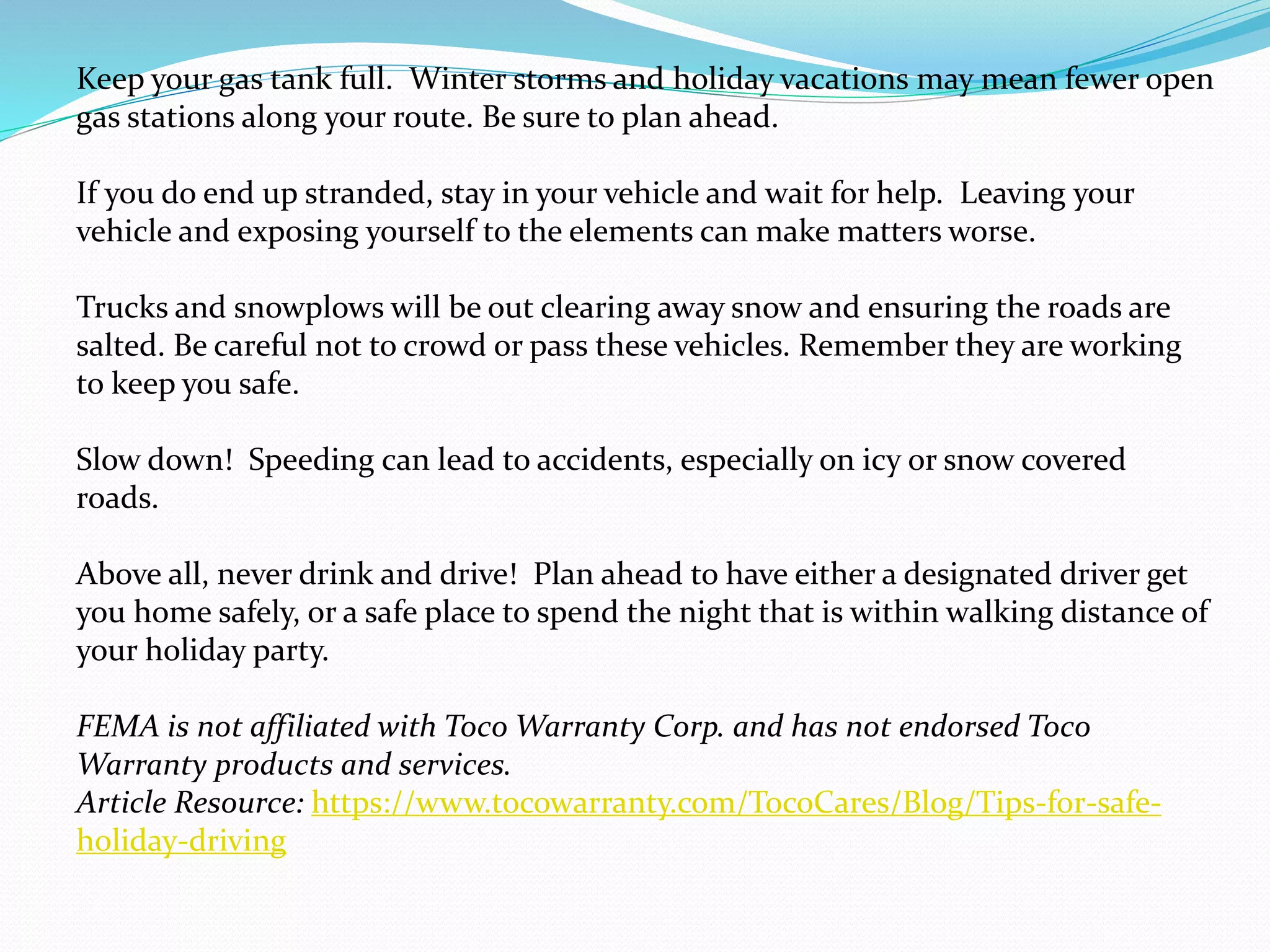 Tips for safe holiday driving | PPTX