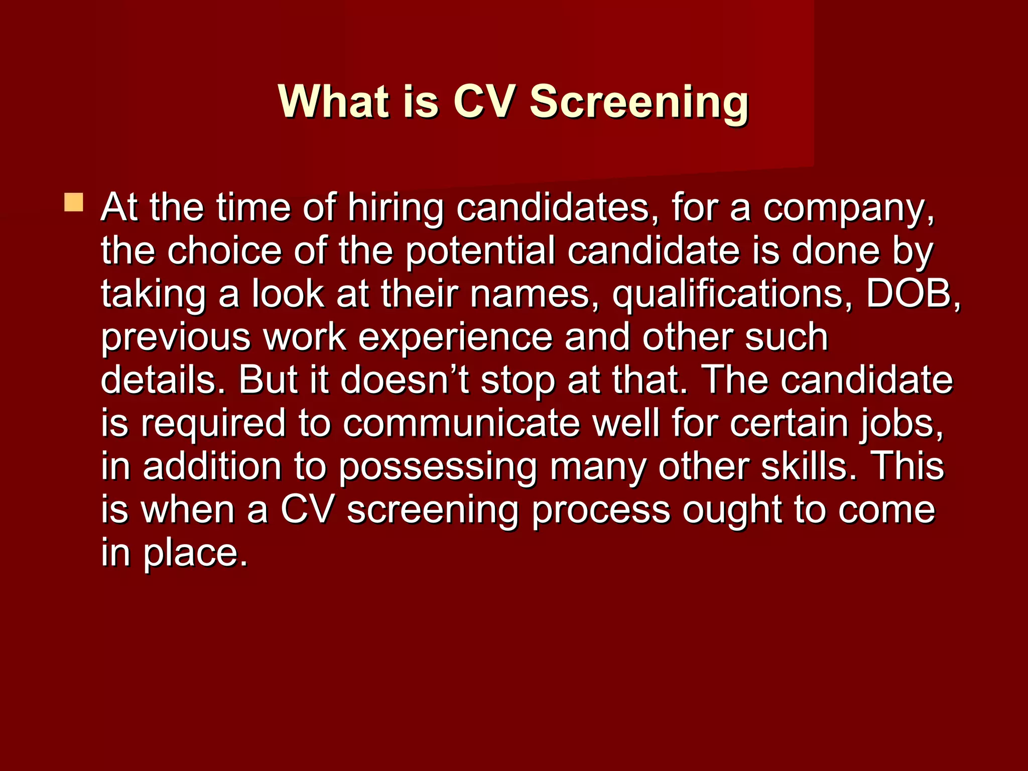 Tips for Screening CVs | PPT