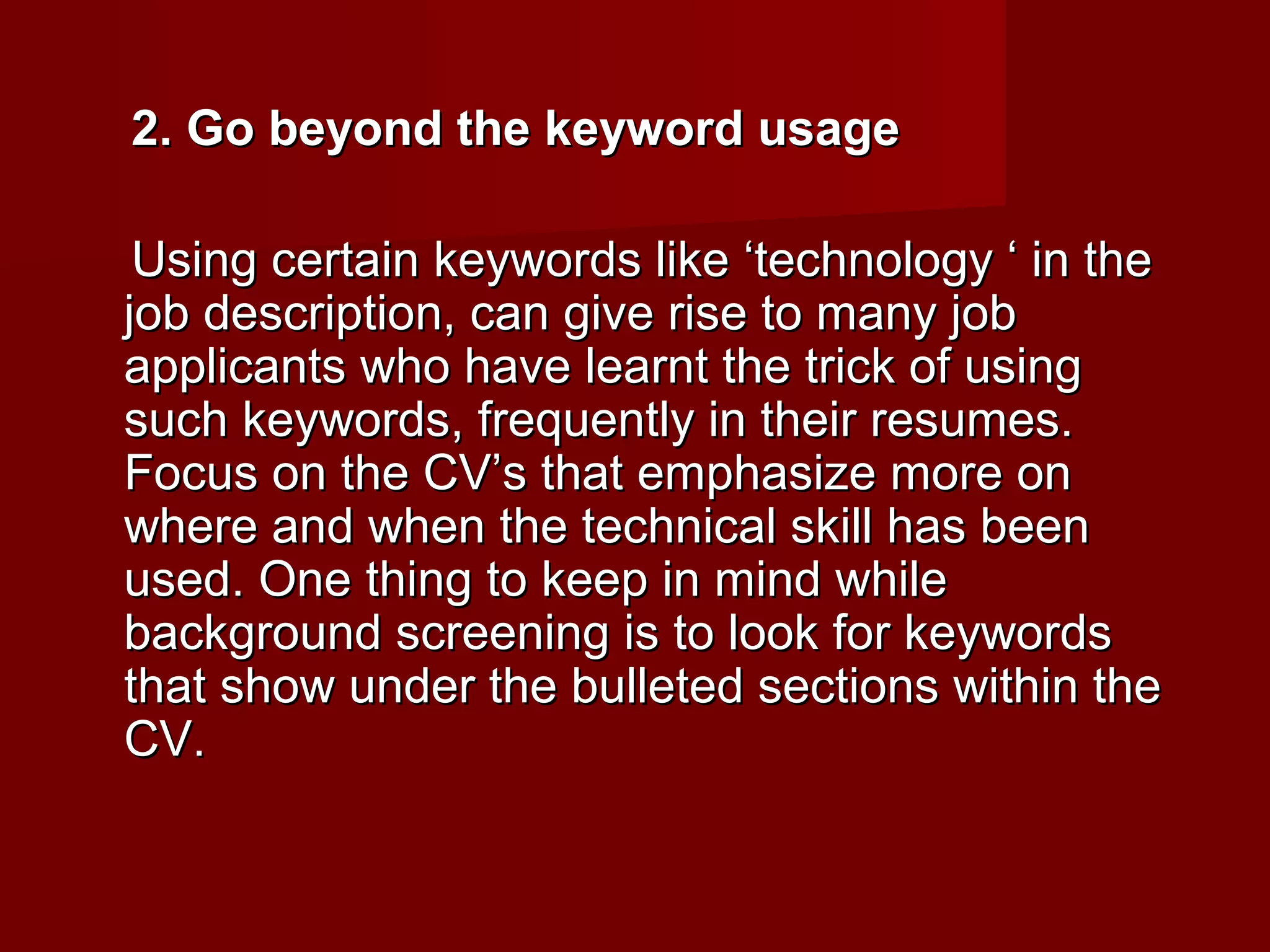 Tips for Screening CVs | PPT