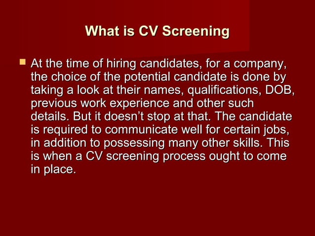 Tips for Screening CVs | PPT