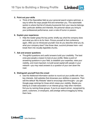 10 Tips to Building a Strong Profile | PDF