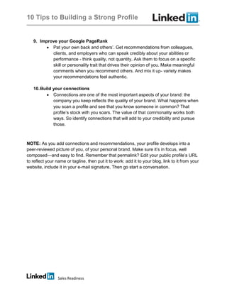 10 Tips to Building a Strong Profile | PDF