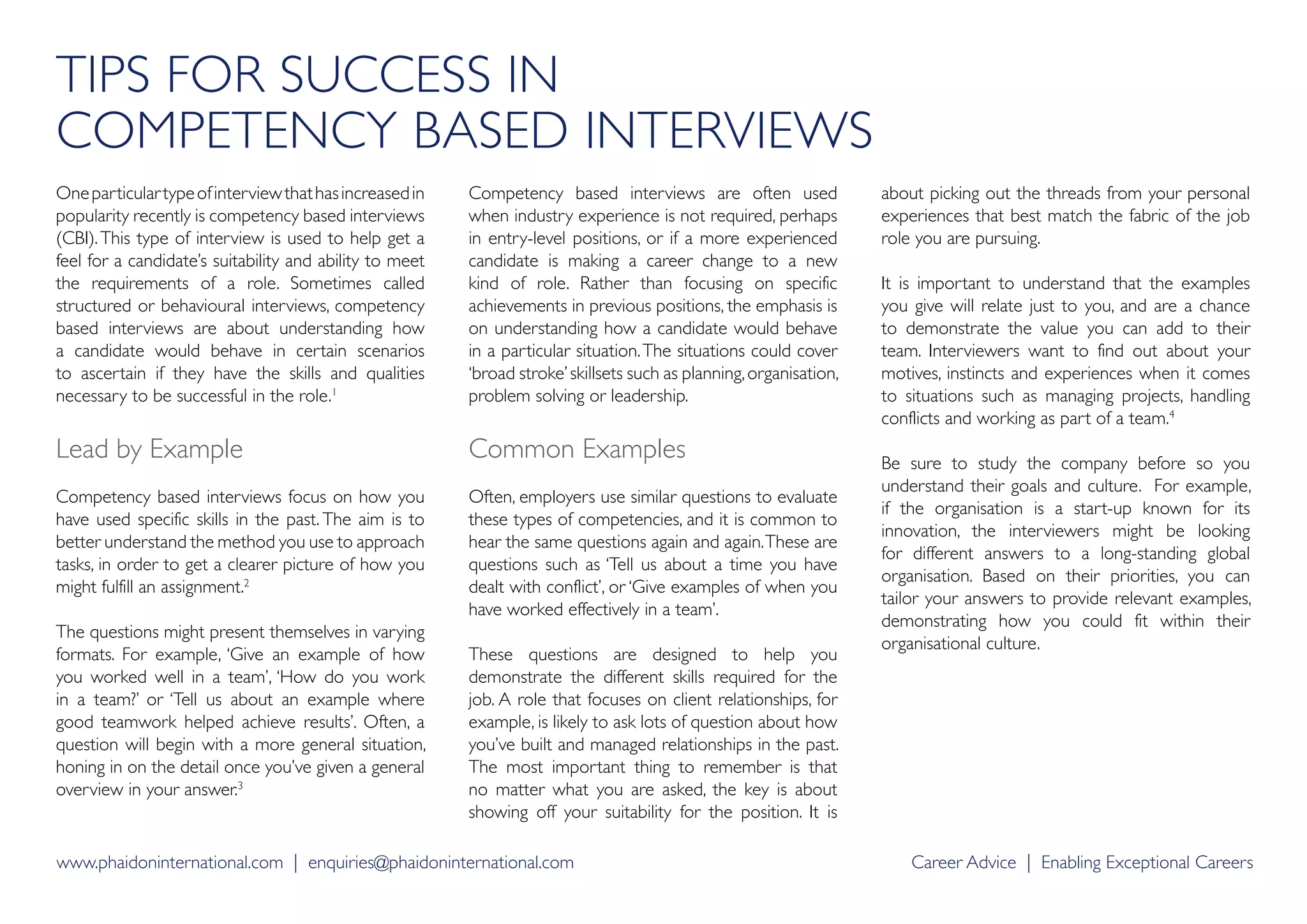 Tips for success in competency based interviews | PPT