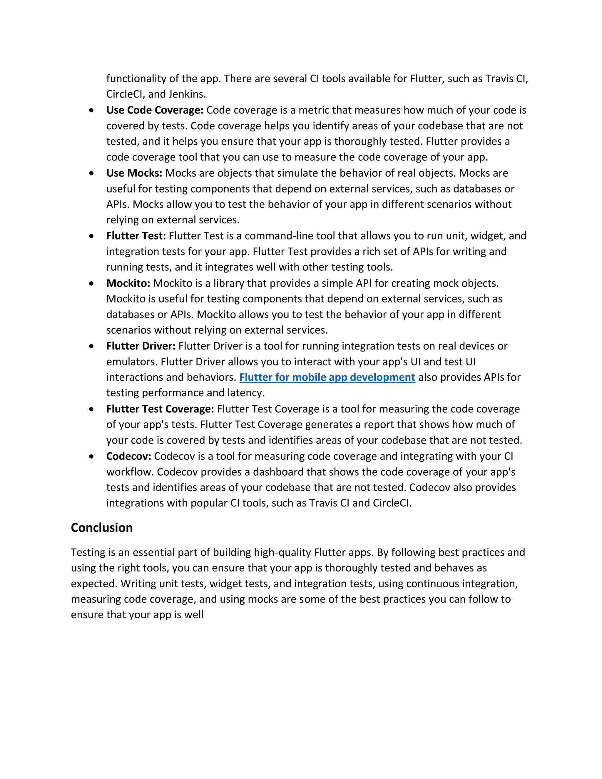 Tips For Testing Your Flutter App Best Practices And Tools Pdf