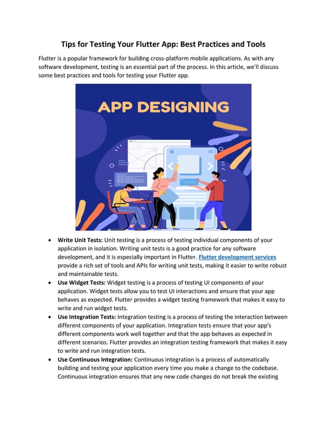 Tips For Testing Your Flutter App Best Practices And Toolspdf
