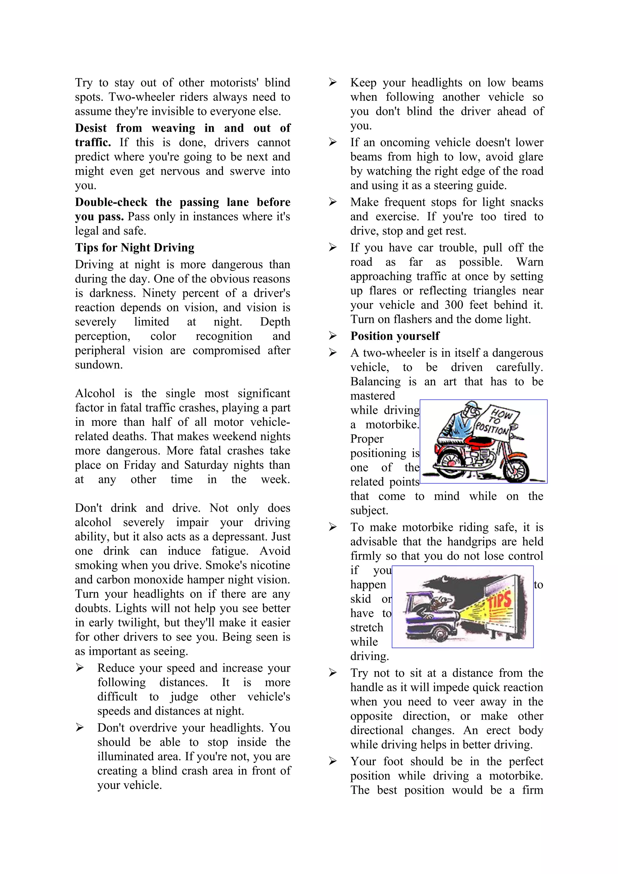 Road safety Tips,Tips for two wheeler safety (brake properly), By B C ...