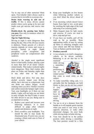Road safety Tips,Tips for two wheeler safety (brake properly), By B C ...