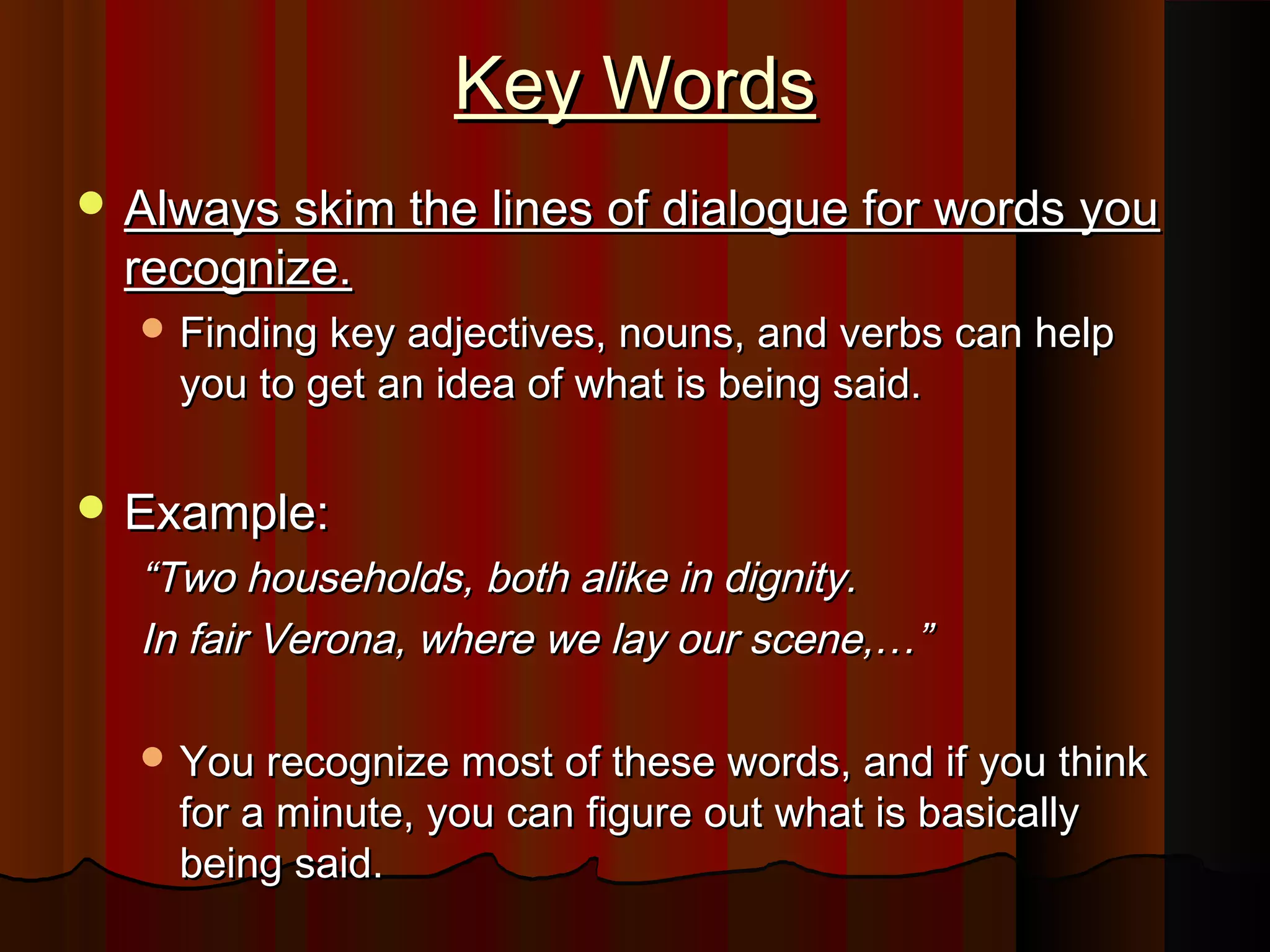 Tips for understanding shakespeare | PPT