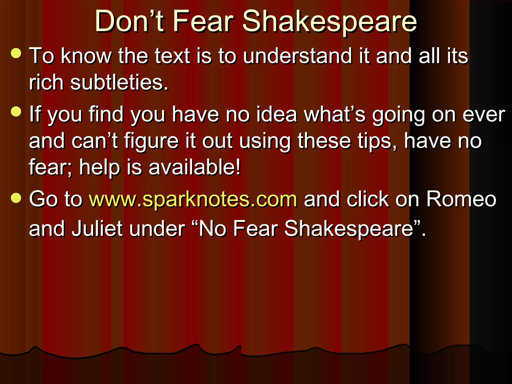 Tips for understanding shakespeare | PPT