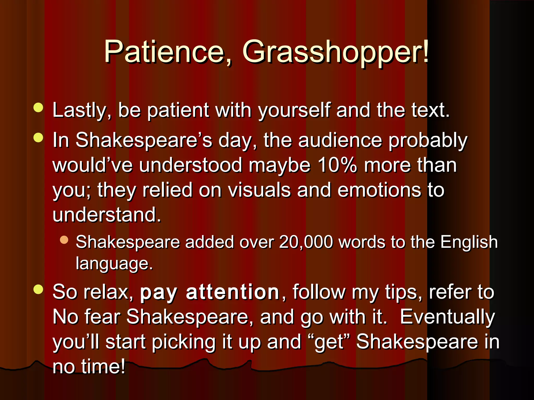 Tips for understanding shakespeare | PPT