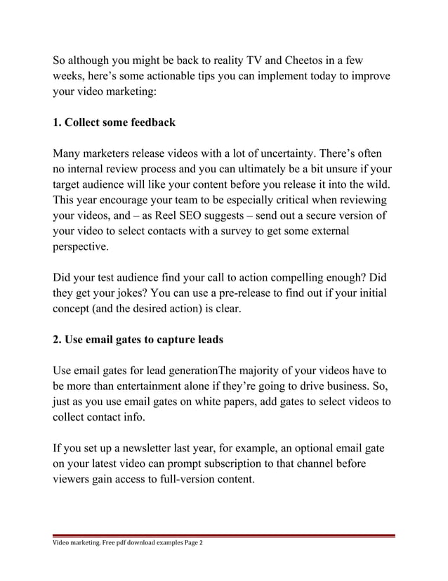 Tips for video marketing | PDF