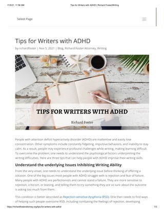 Tips For Writers With ADHD | PDF