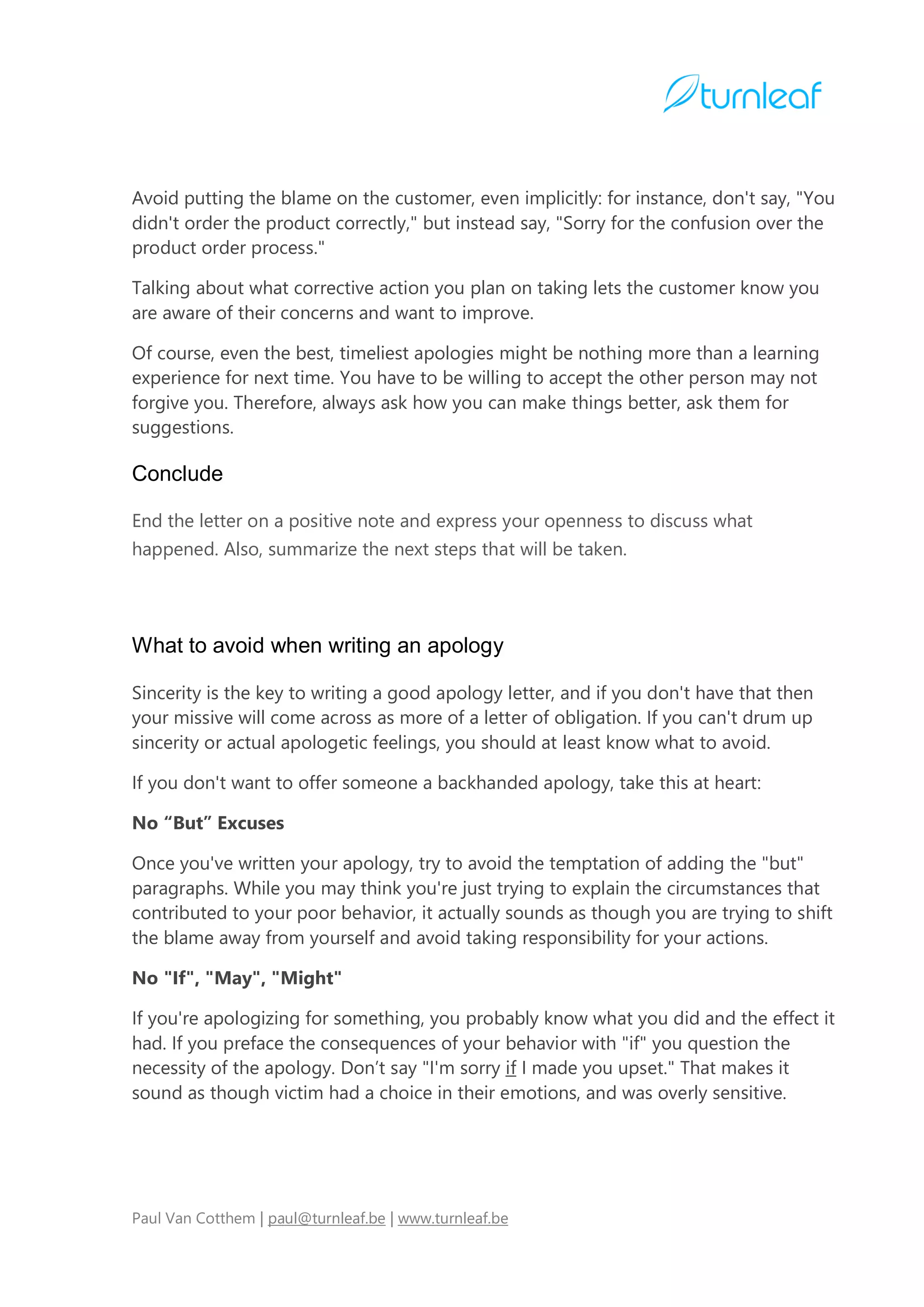 10 Tips for Writing a Corporate Apology Letter | PDF