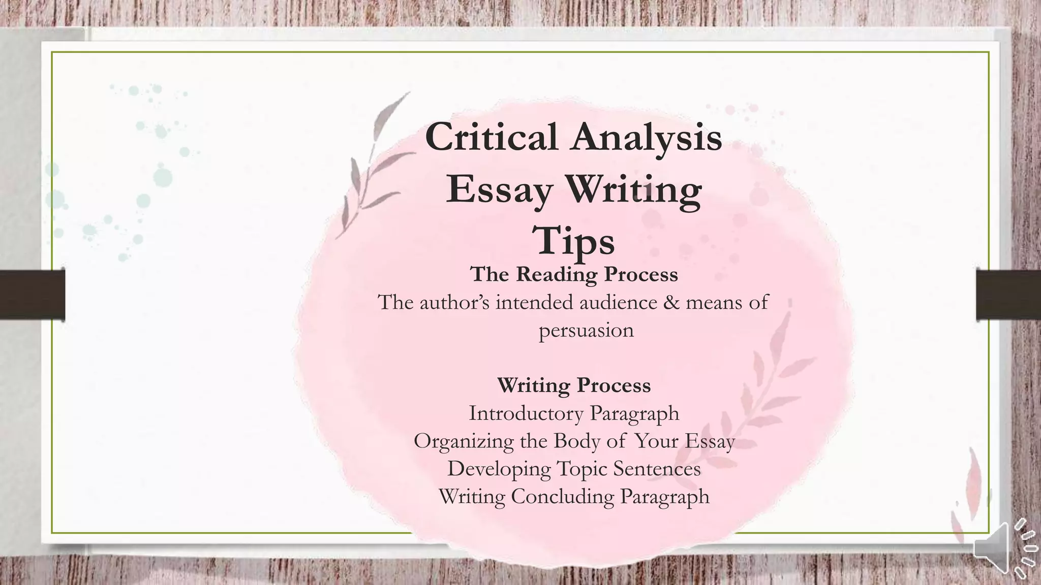 Tips for writing a critical analysis essay | PPTX