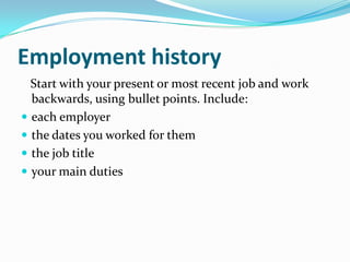 Tips for writing a cv | PPT