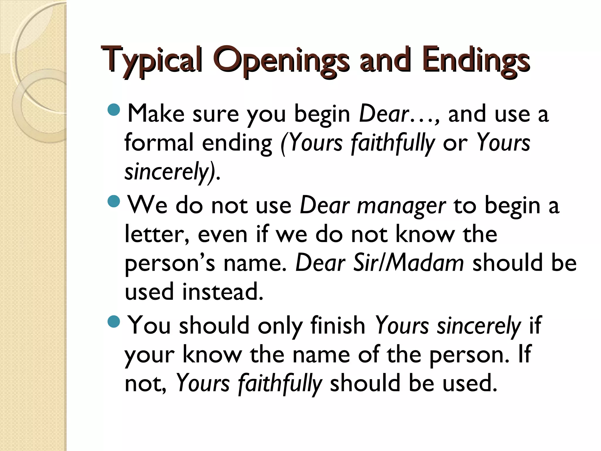 Tips for writing a formal letter | PPT