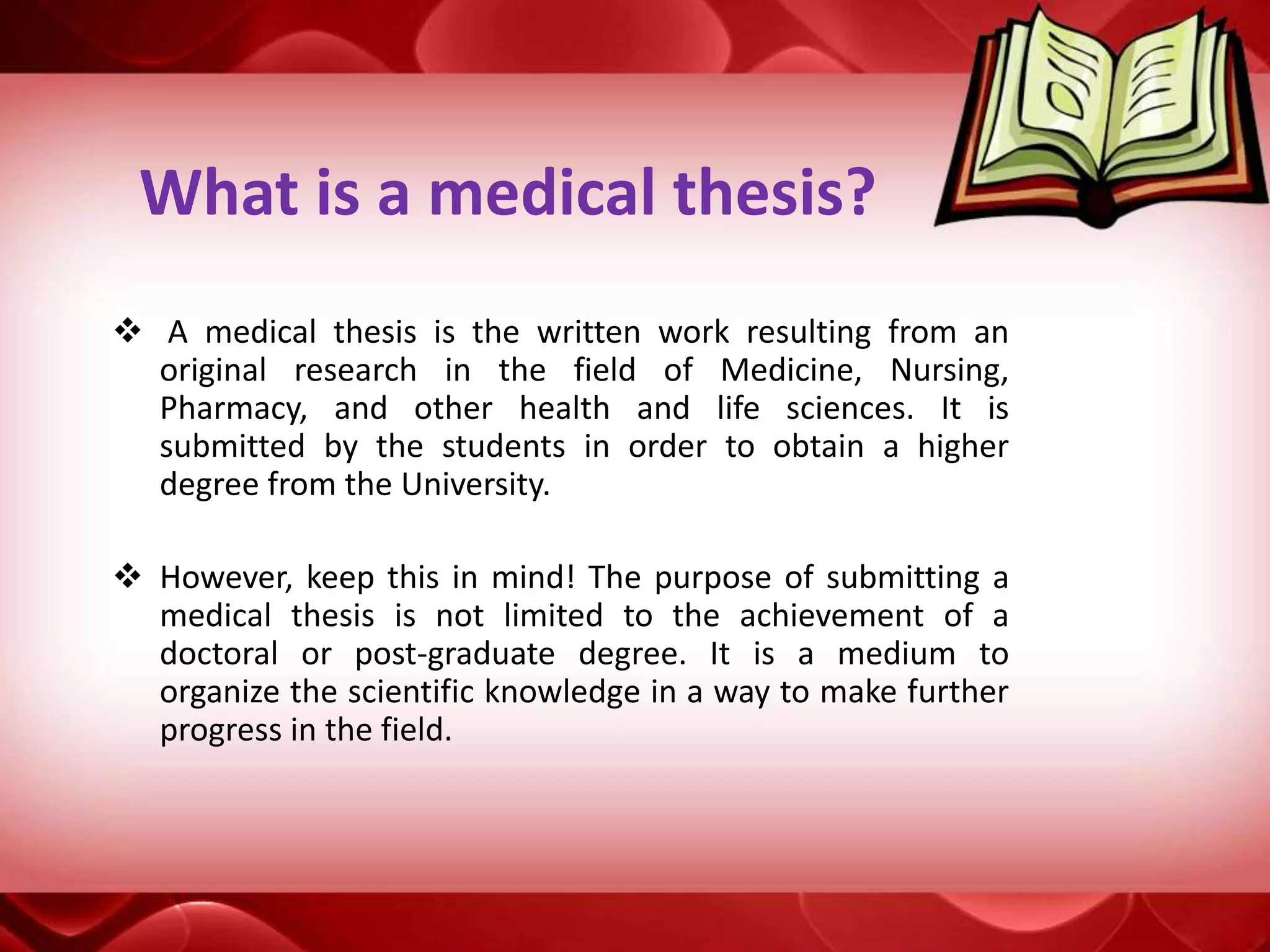 Tips for Writing a Medical Thesis | PPTX
