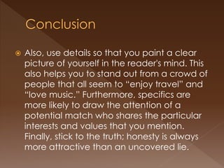 Tips for Writing an “About Me” Paragraph | PPT