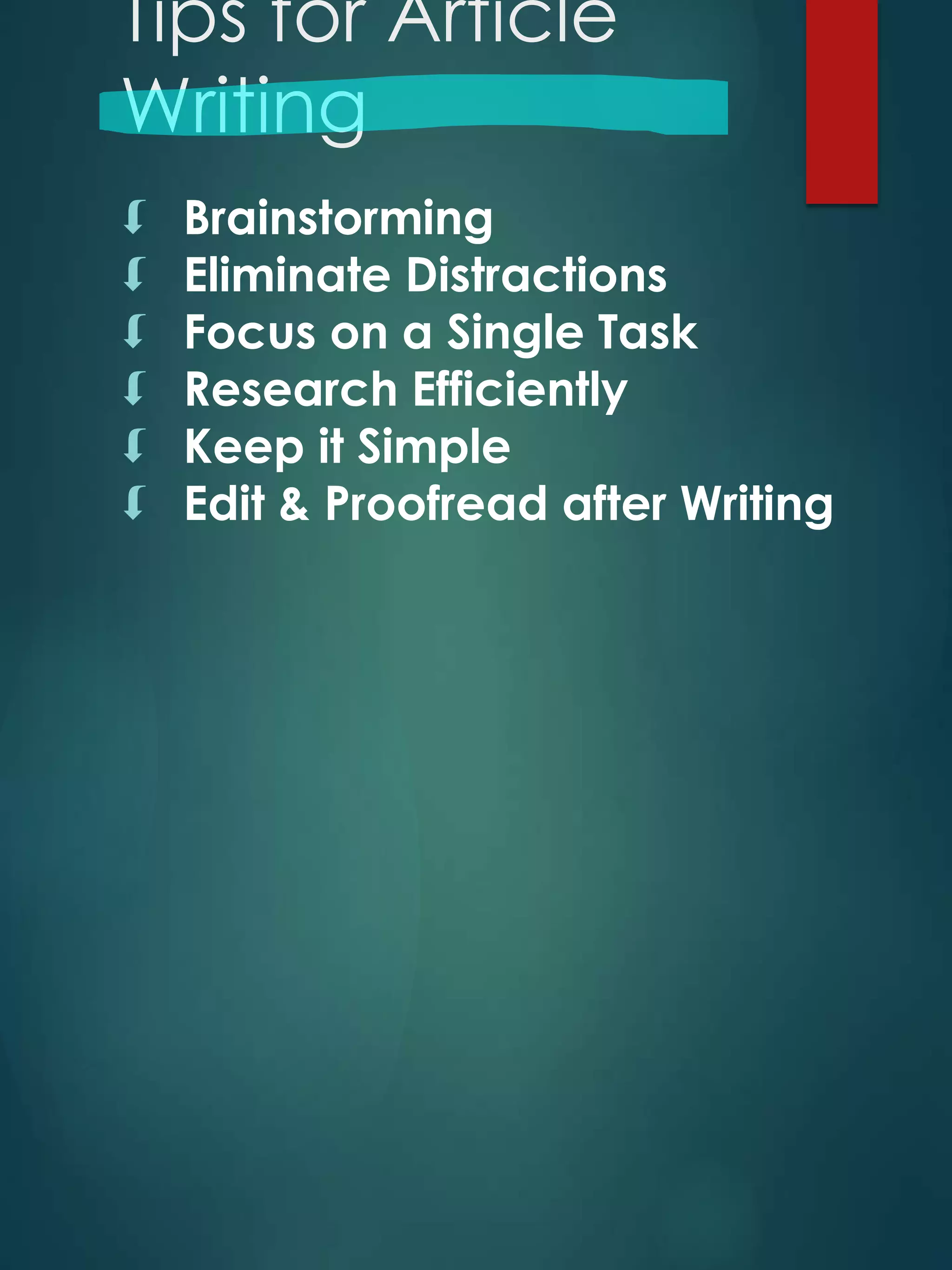Tips for writing and editing articles | PDF