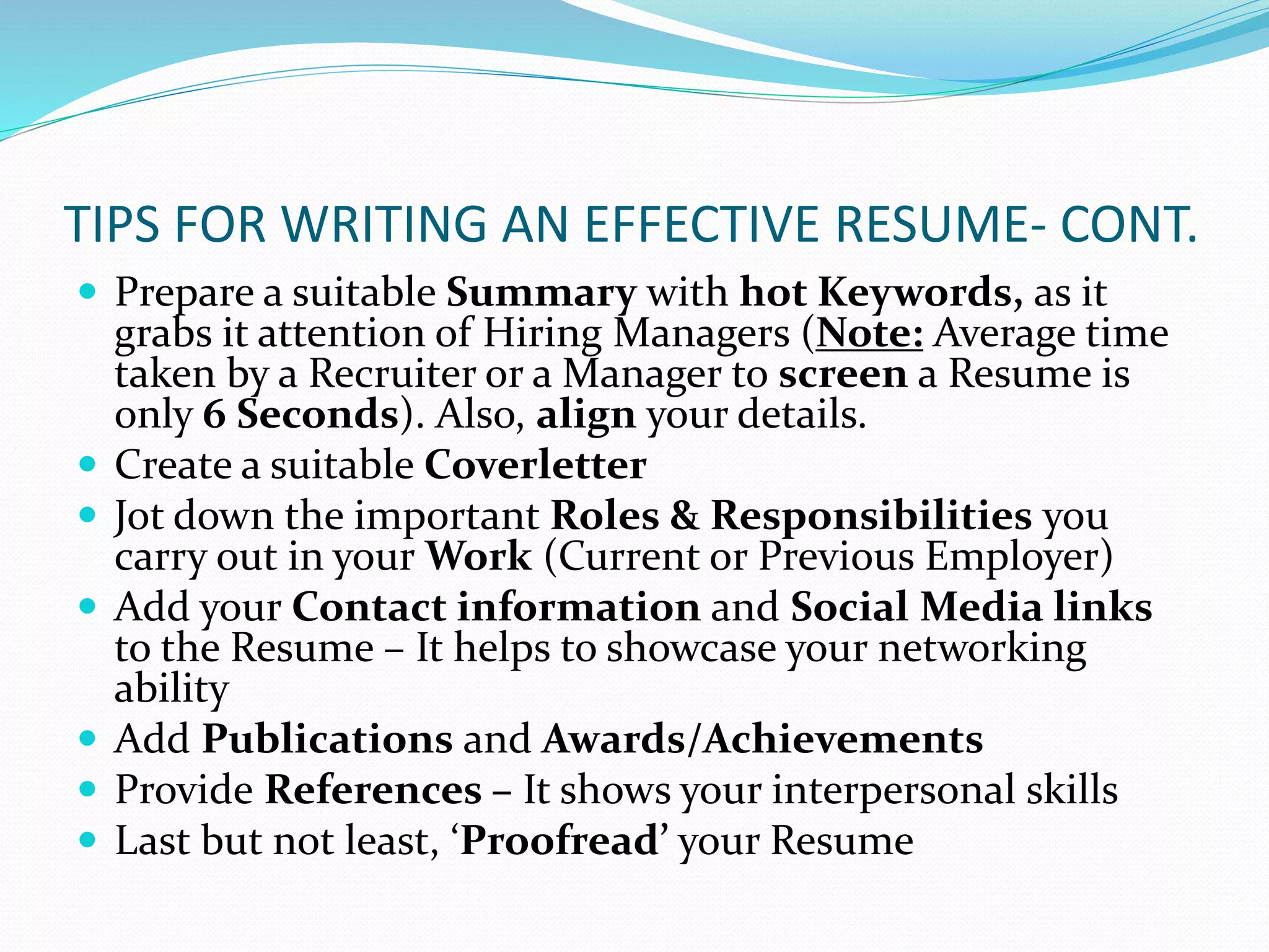 Tips for Writing an Effective Resume | PPTX