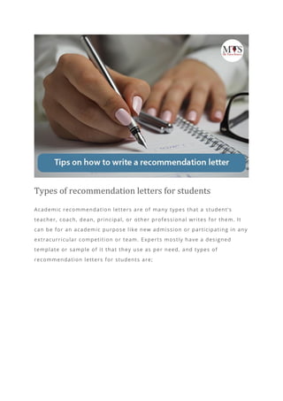 Tips for writing a recommendation letter for students | PDF