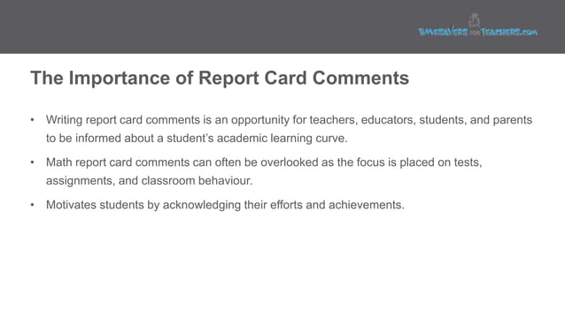 Tips for Writing Effective Math Report Card Comments.pptx