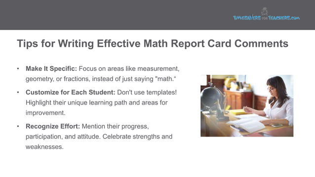 Tips for Writing Effective Math Report Card Comments.pptx