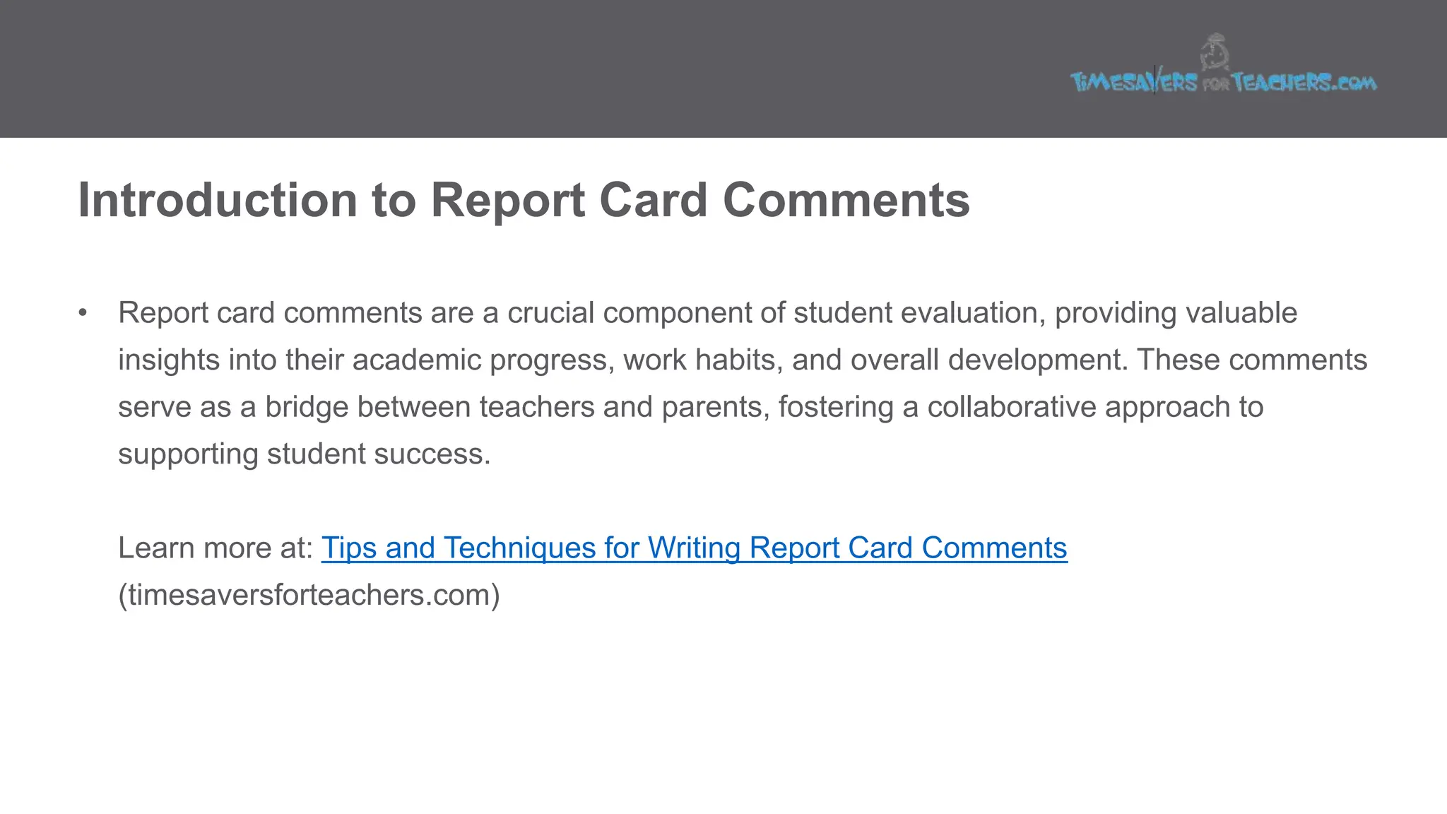 Tips for Writing Report Card Comments - Timesavers for Teachers_edited.pptx