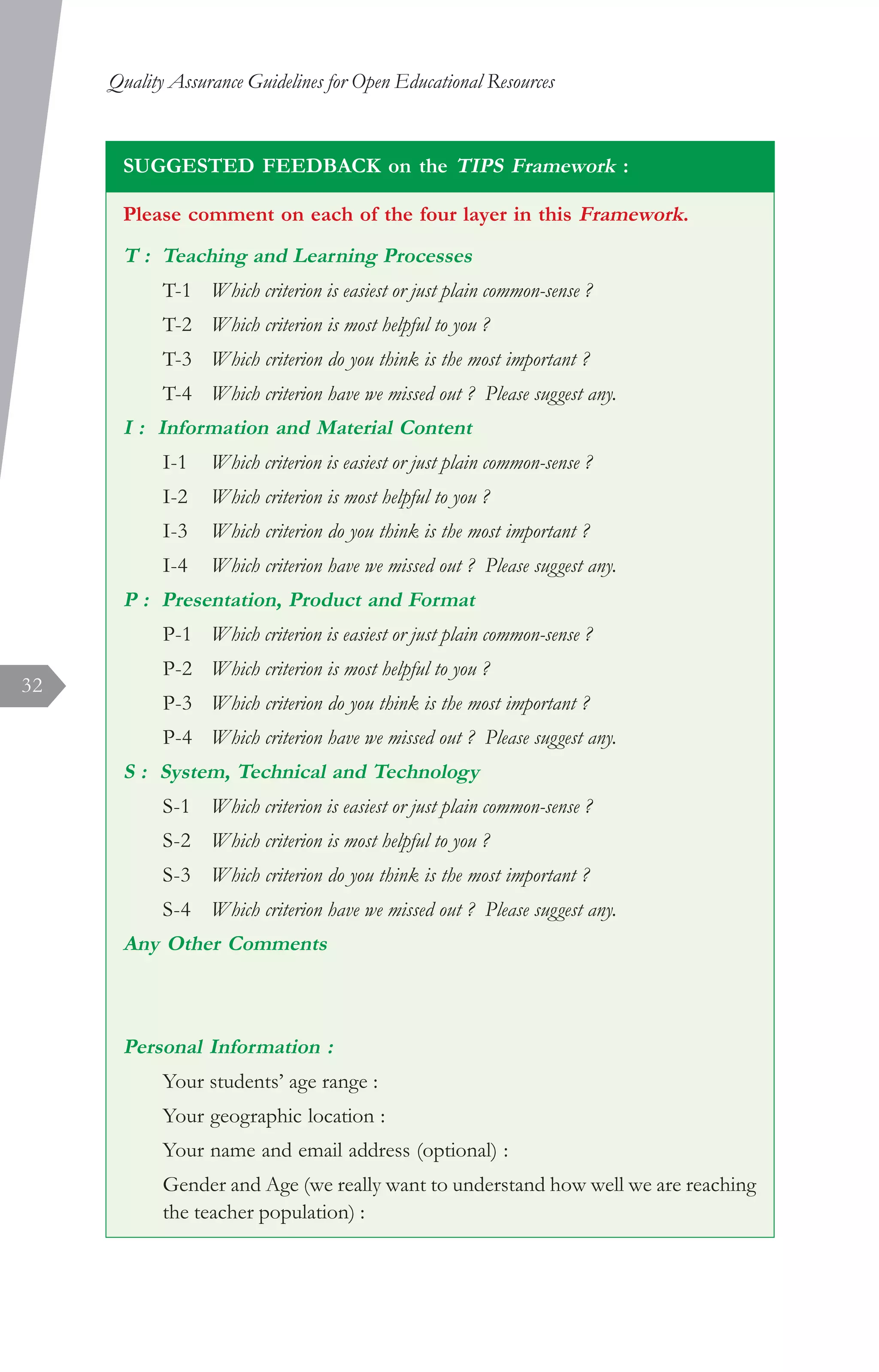 Tips framework version 2.0 low | PDF