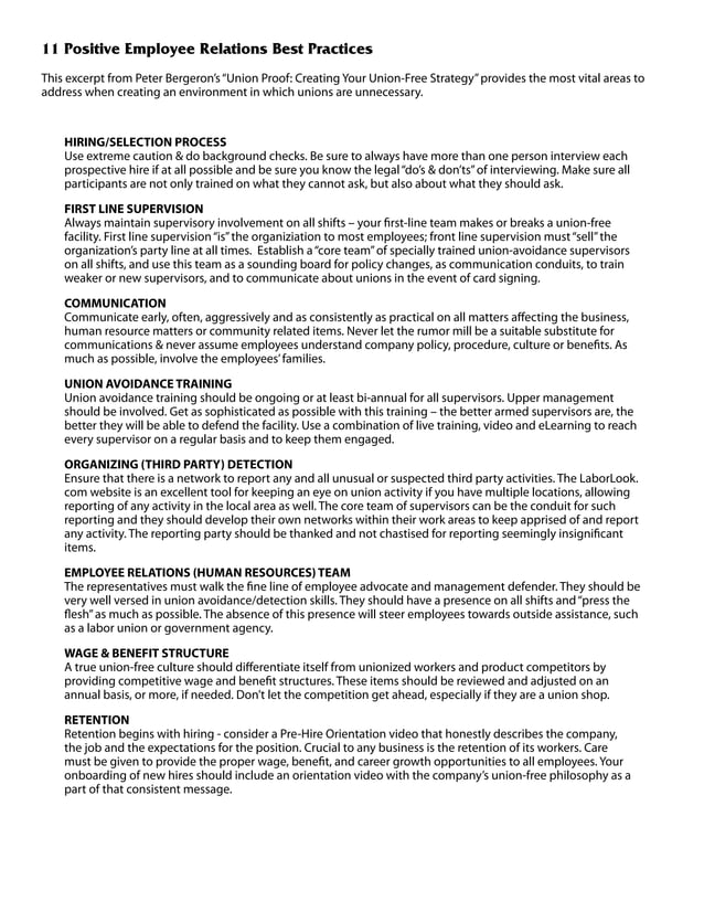 11 Positive Employee Relations Best Practices | PDF