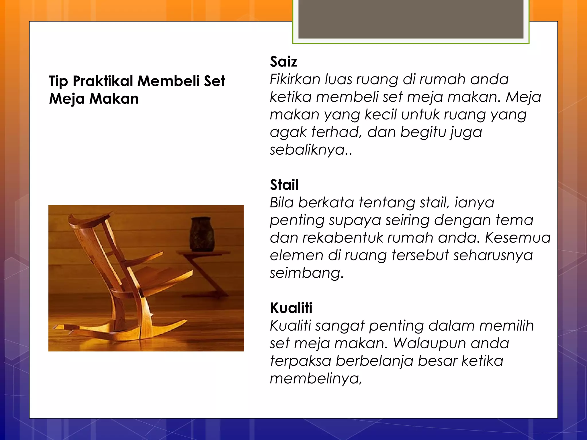 Tips hiasan dalaman | PPT