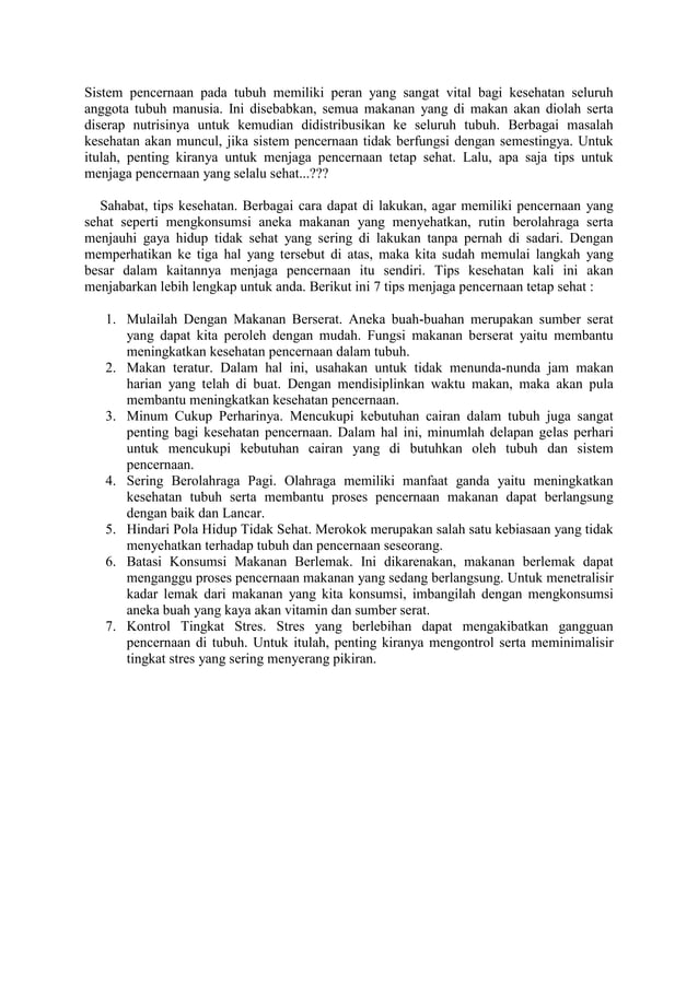 Tips jitu menjaga pencernaan tetap sehat | PDF