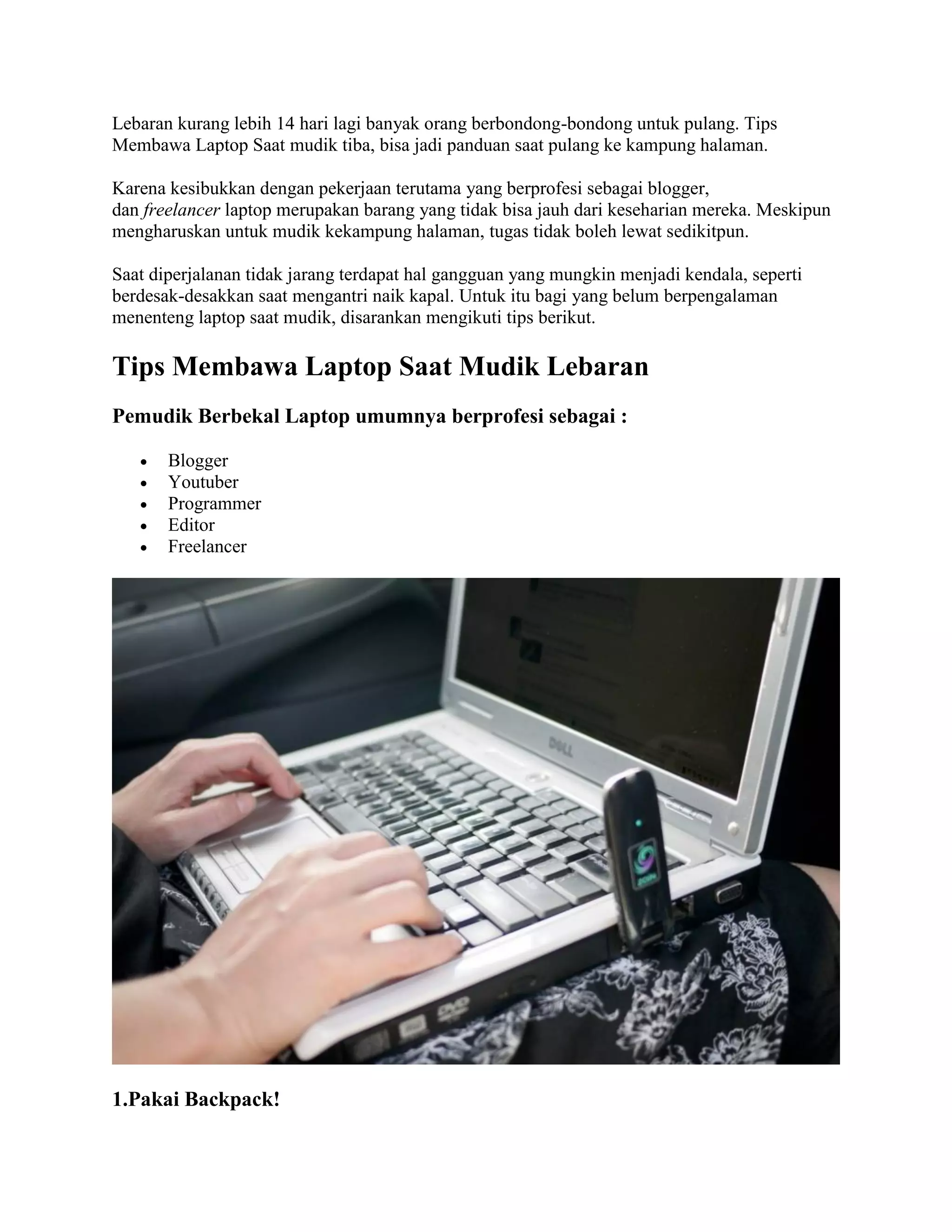 Tips membawa laptop saat musim mudik | PDF