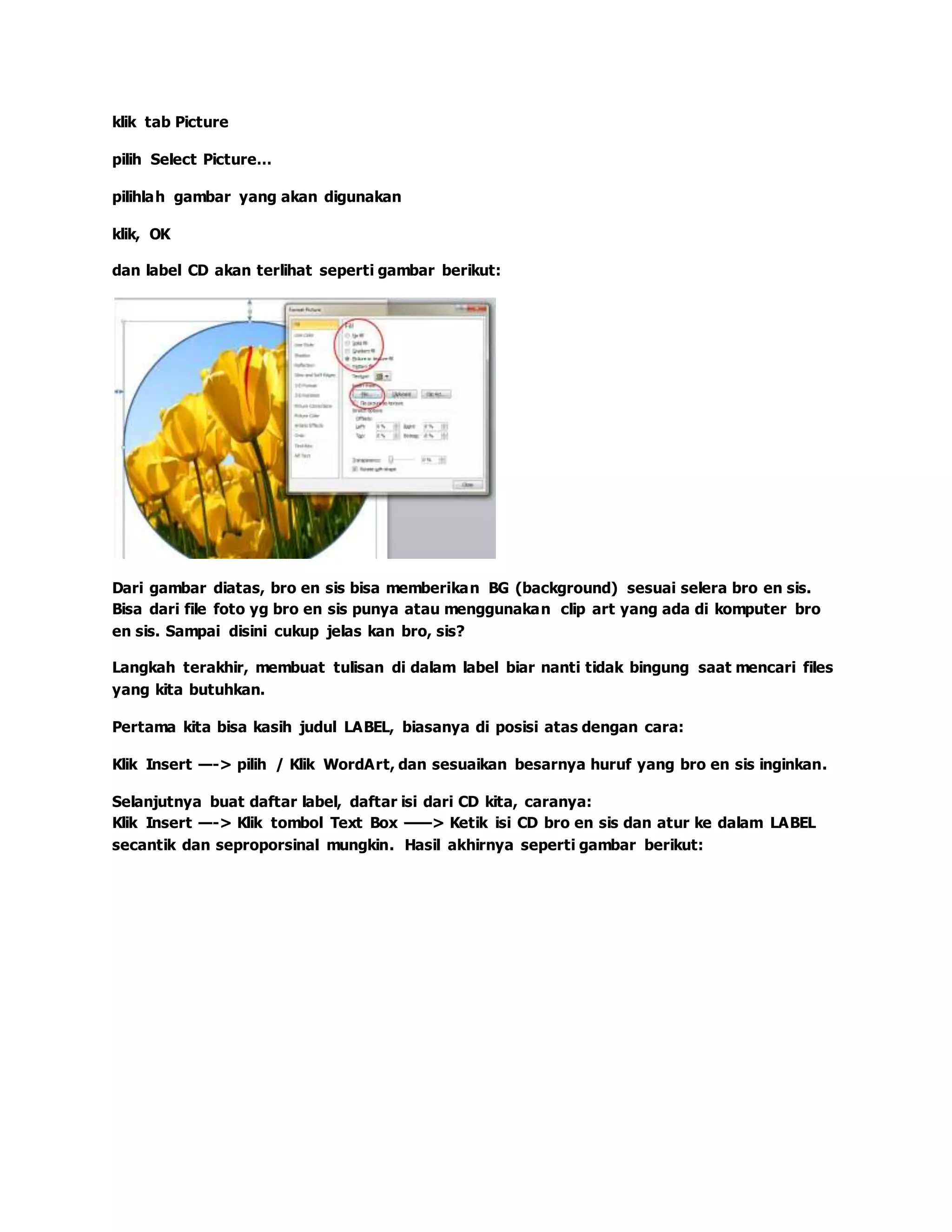 Tips membuat label cd dengan ms | DOCX