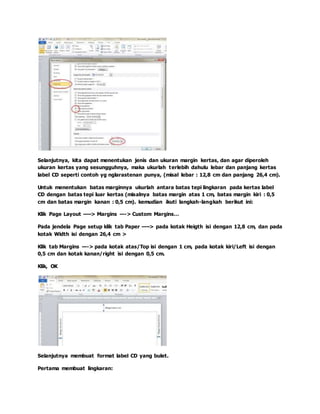 Tips membuat label cd dengan ms | DOCX