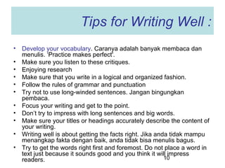 Tips menulis ilmiah | PPT