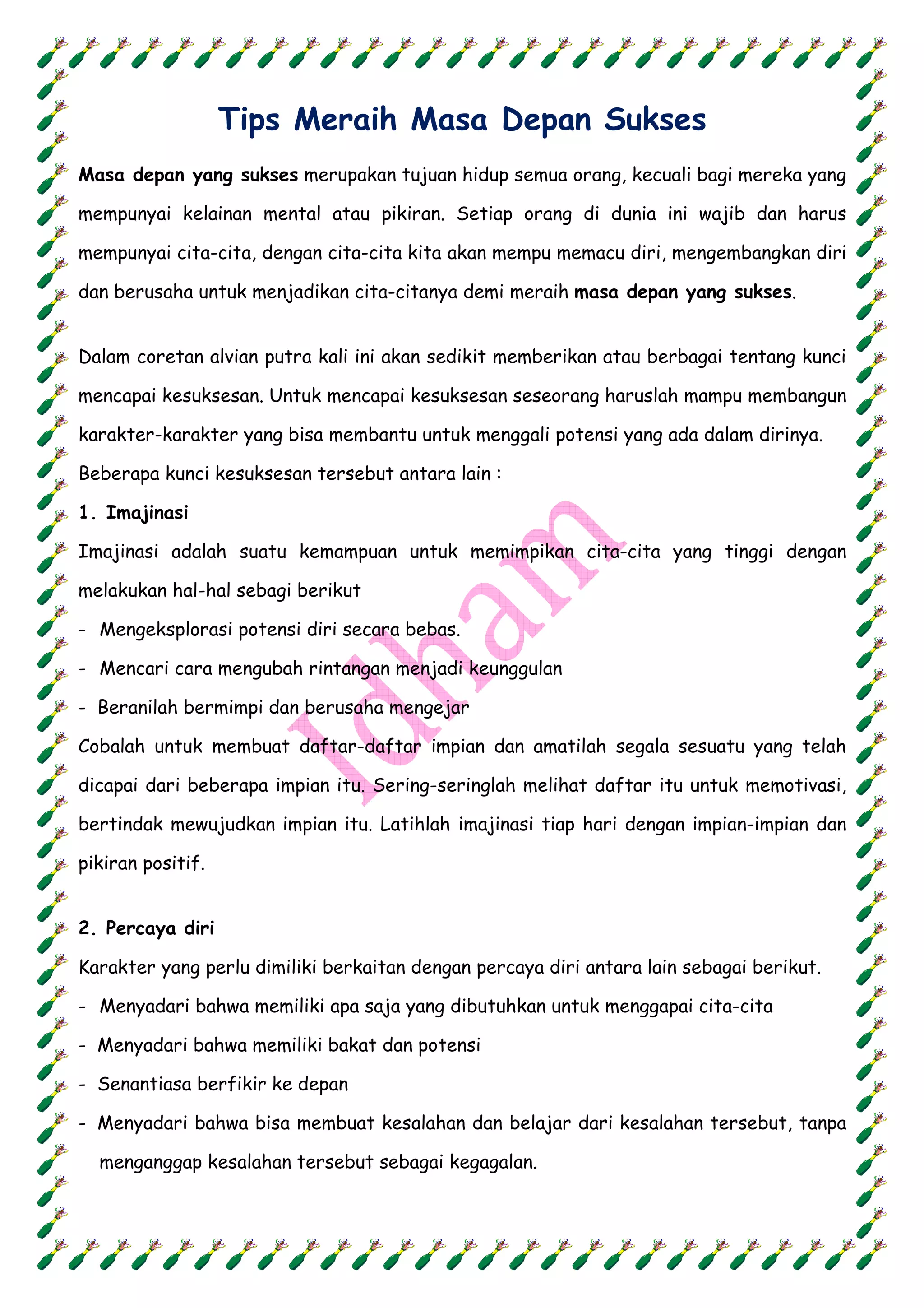 Tips meraih masa depan sukses | PDF