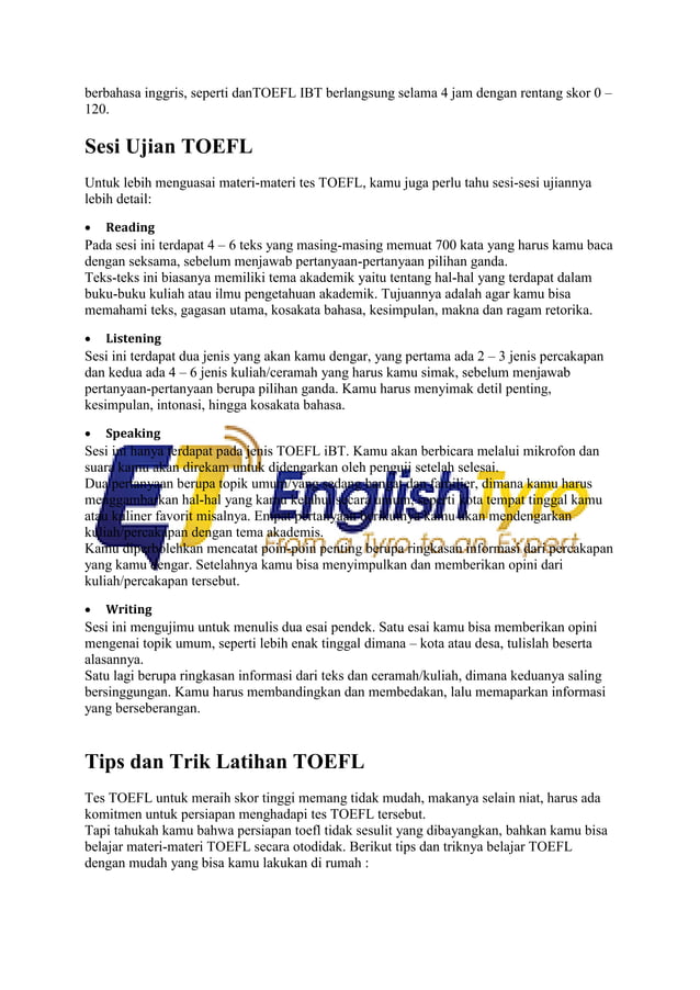 Tips mudah latihan toefl otodidak | PDF